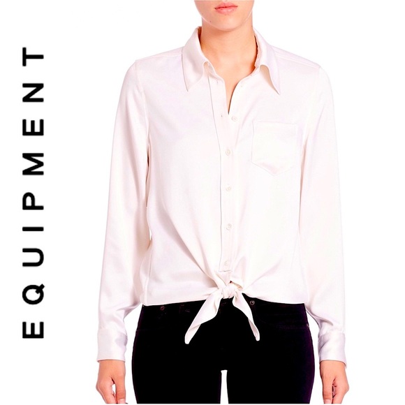 Equipment | Tops | Equipment Femme Daddy Tie Front Silk Blouse Long ...